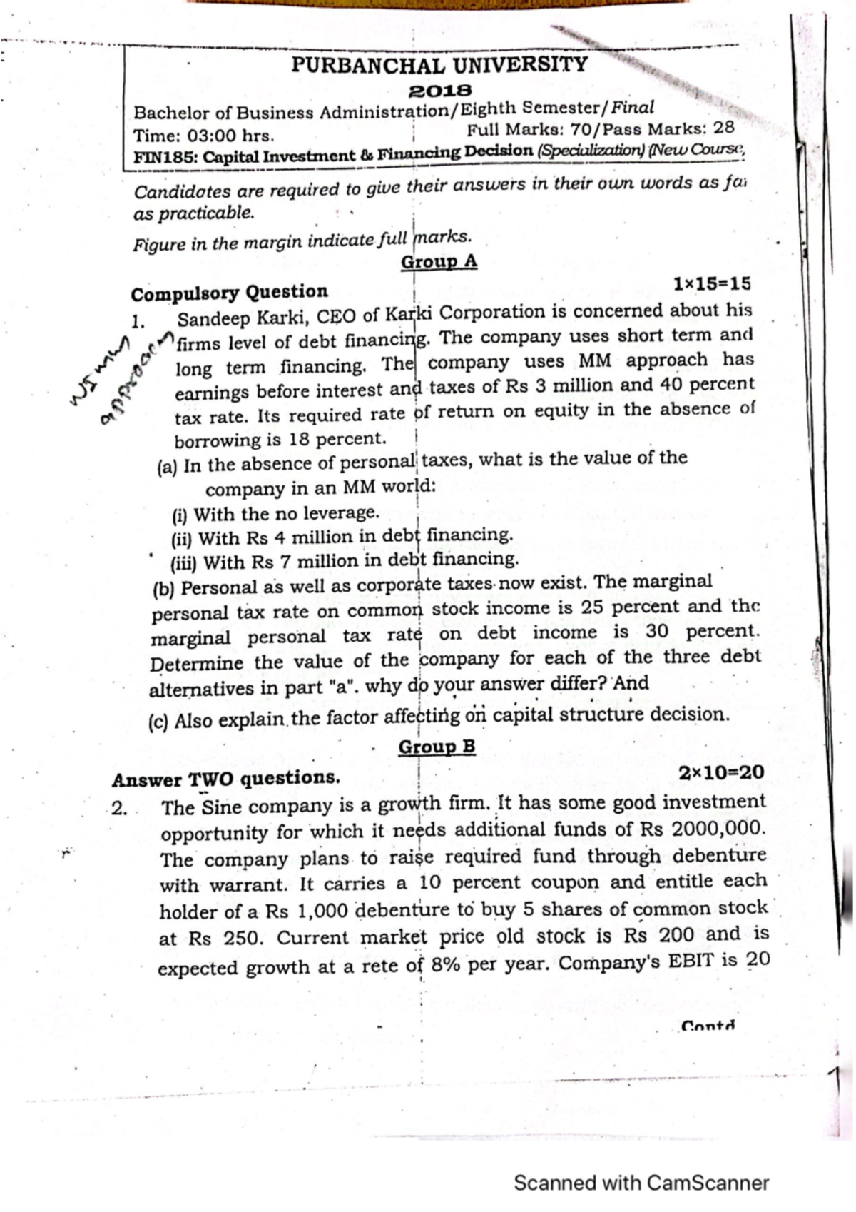 2018 - Question - BBA - Studocu