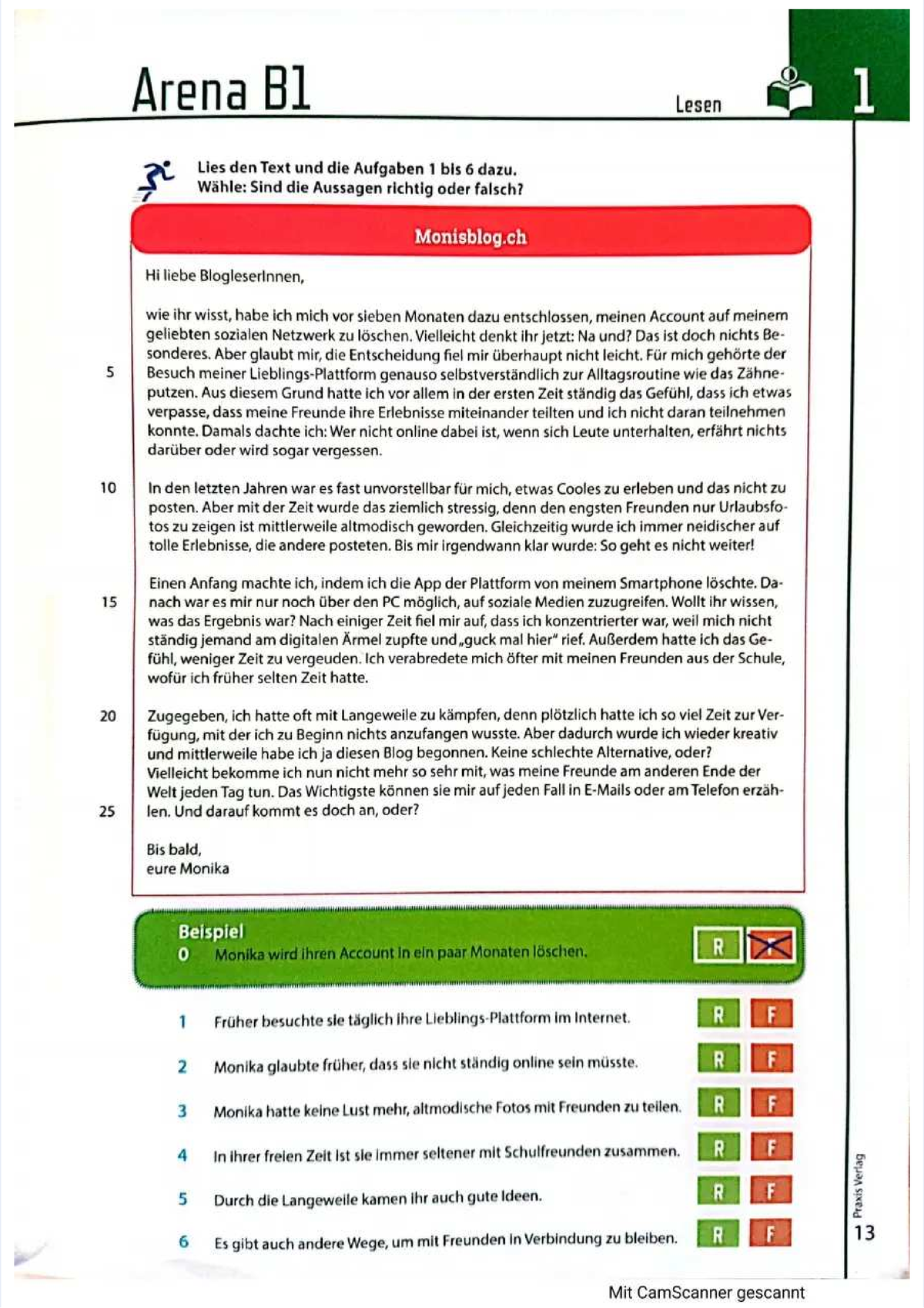 Kupdf - Study notes - Arena B1 Lesen 1 Lies den Text und die Aufgaben 1 ...