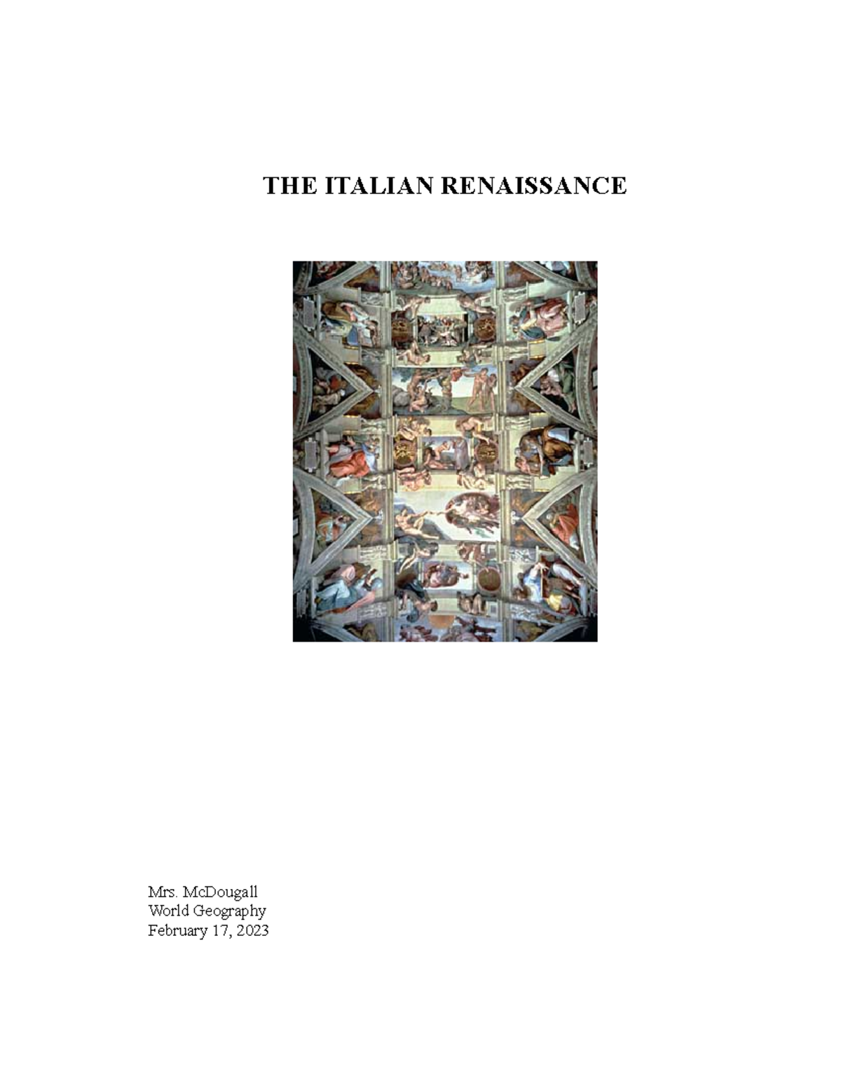 World Civilizations Model - THE ITALIAN RENAISSANCE Mrs. McDougall ...