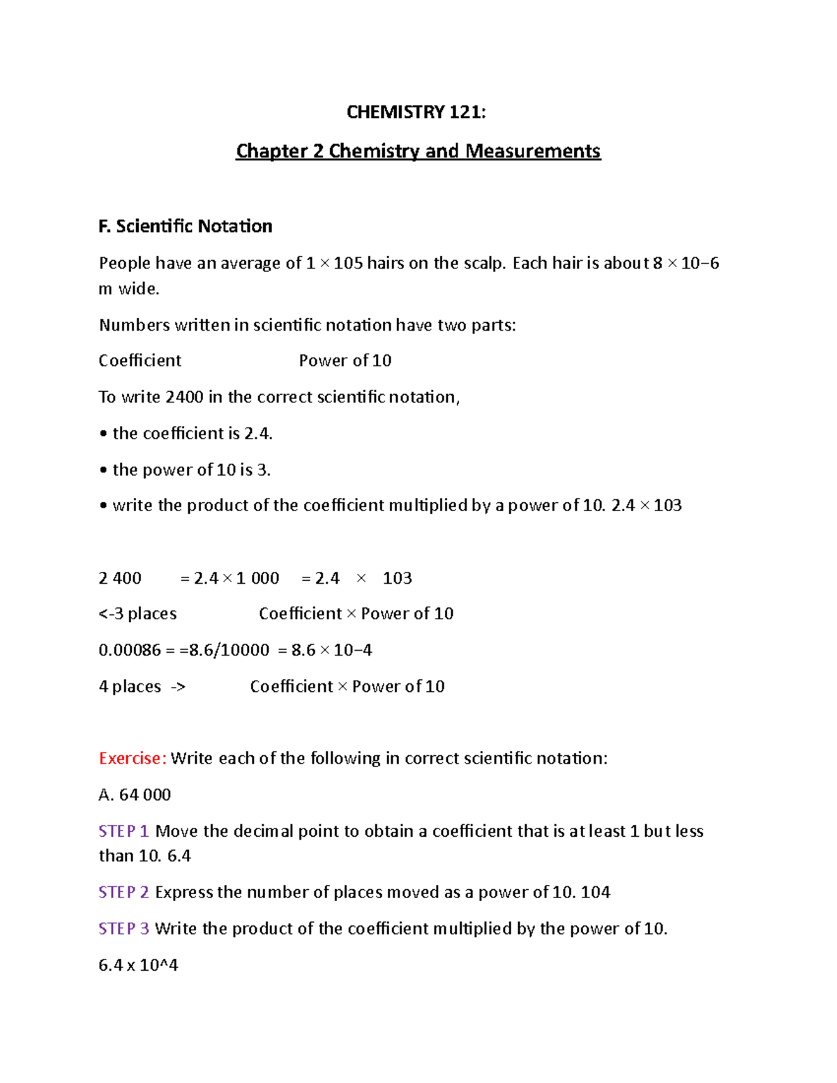 CHE 121 Chap2 - Chemistry and Measurements Part 1 - CHEMISTRY 121 ...