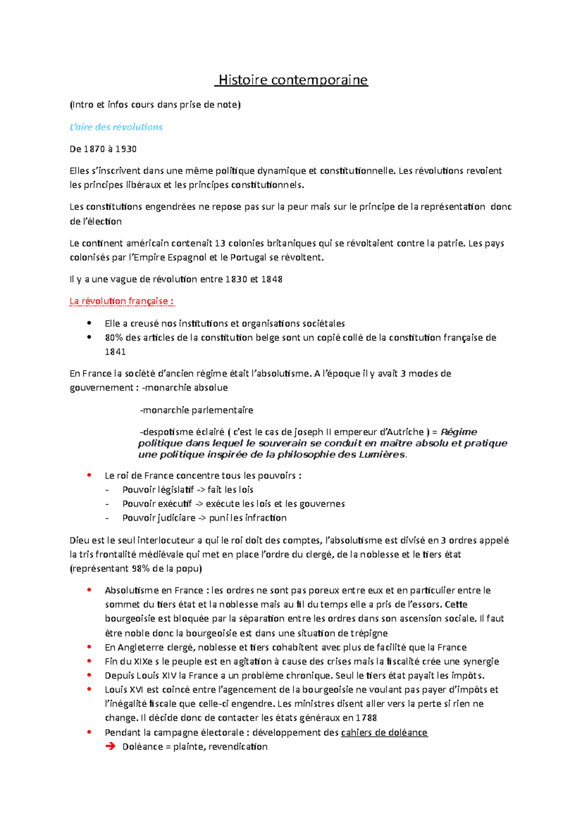 Cours au propre - Histoire contemporaine (Intro et infos cours dans ...