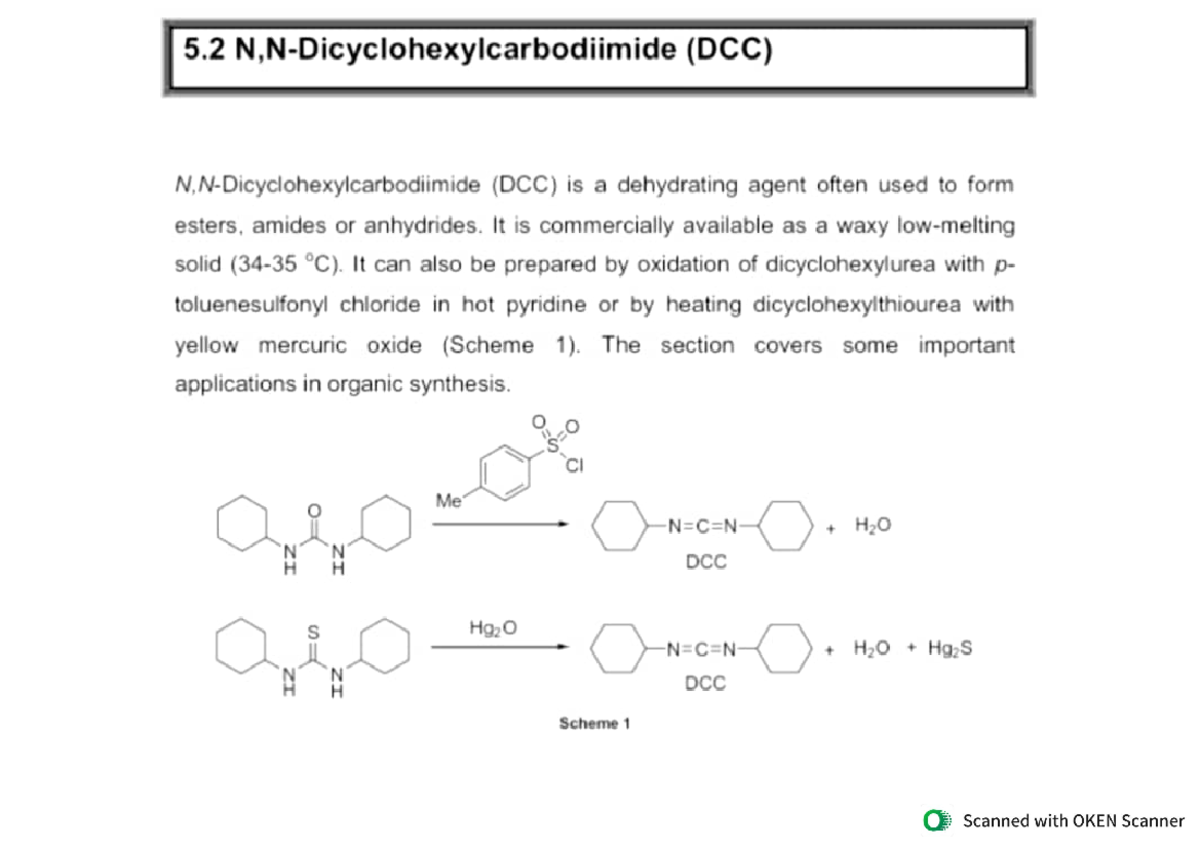 Chemistry 7 - N,N- Dicyclohexylcarbodiimide( DCC), Heterocyclization ...