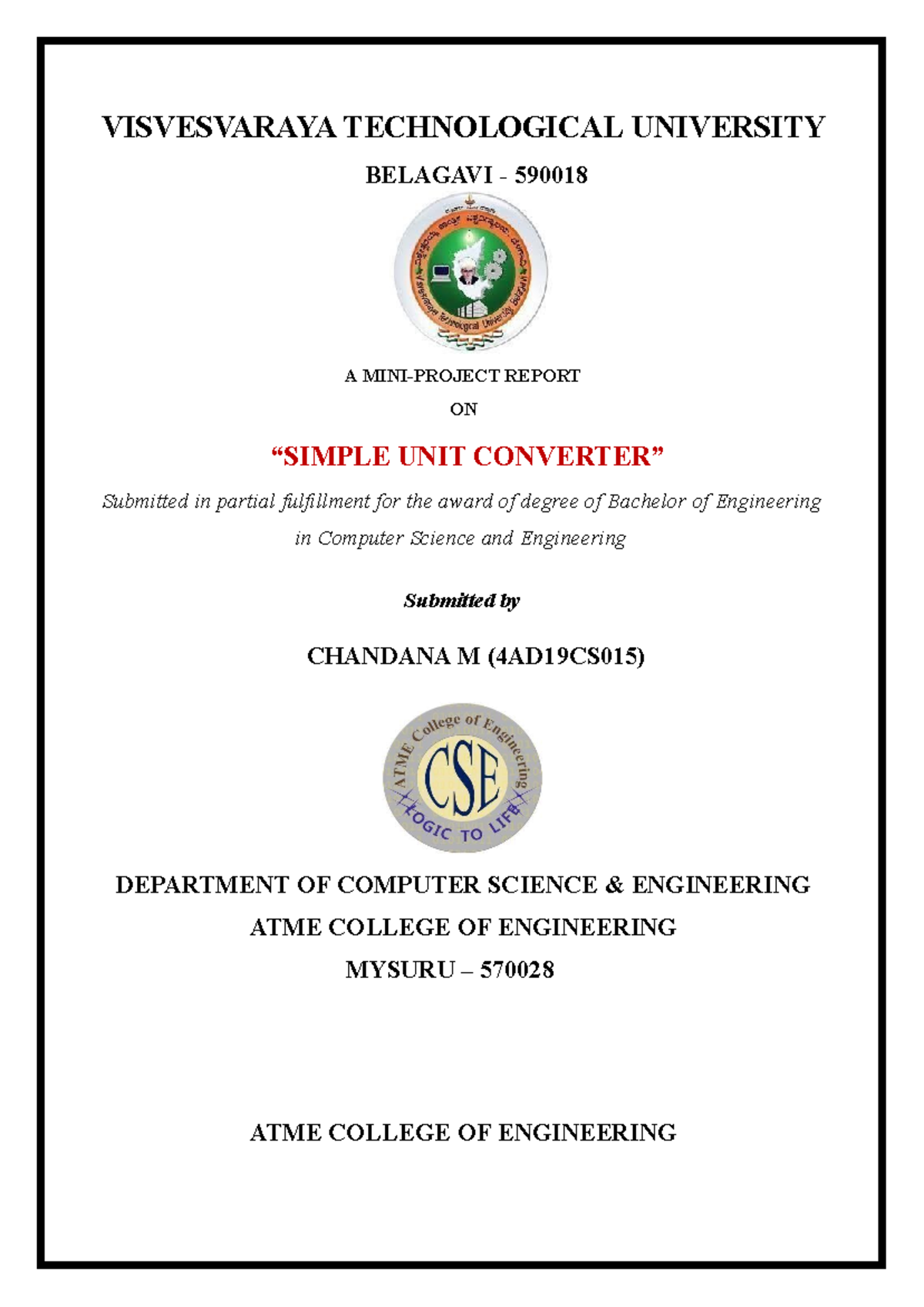 Unit converter front page - VISVESVARAYA TECHNOLOGICAL UNIVERSITY ...