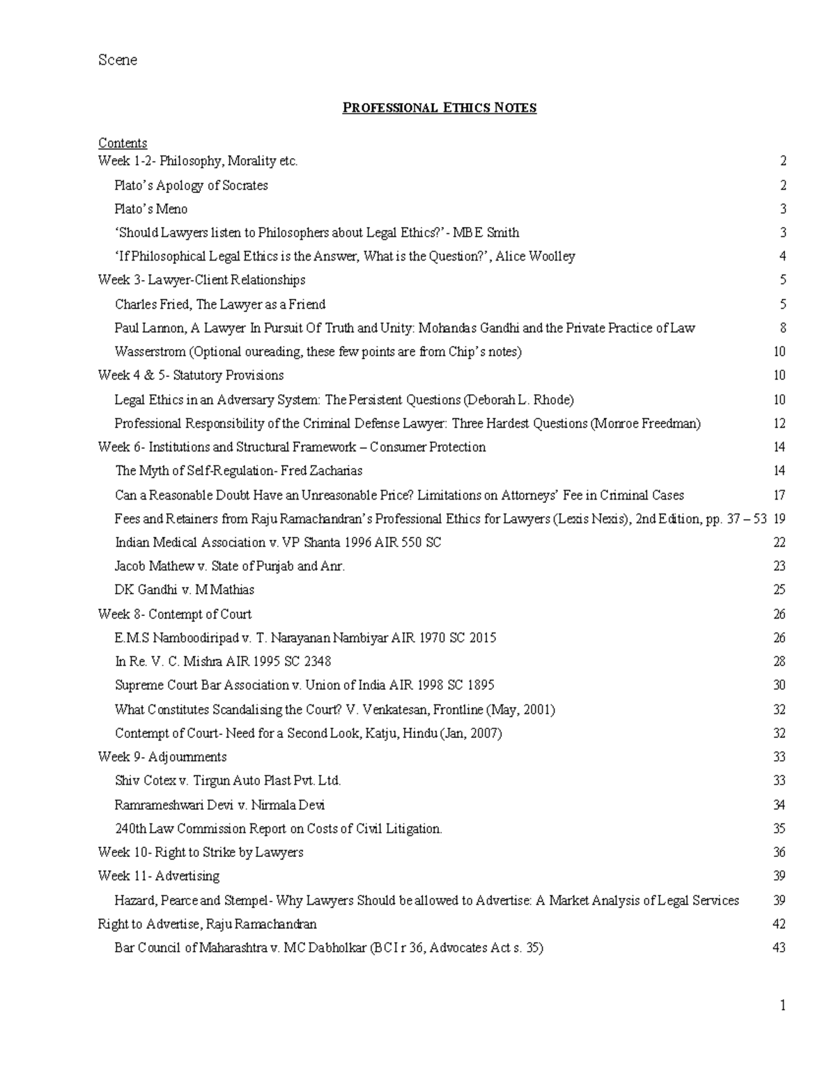 ethics class notes - PROFESSIONAL ETHICS NOTES Week 1-2- Philosophy ...