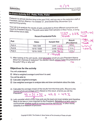 In-Class Activity 5.C Polls, Polls, Polls! - MAT 100 - Studocu