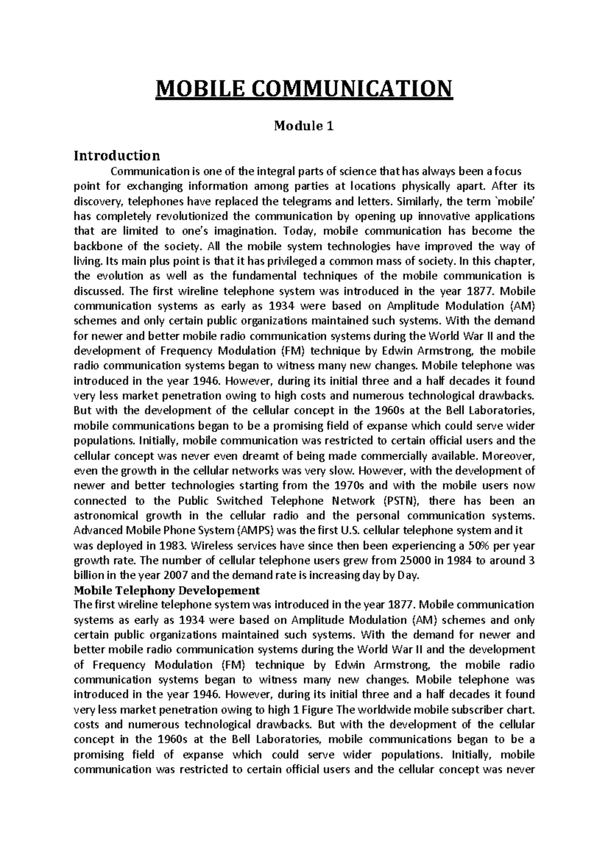 Lecture 1428730613 - lec notes PR - MOBILE COMMUNICATION Module 1 ...