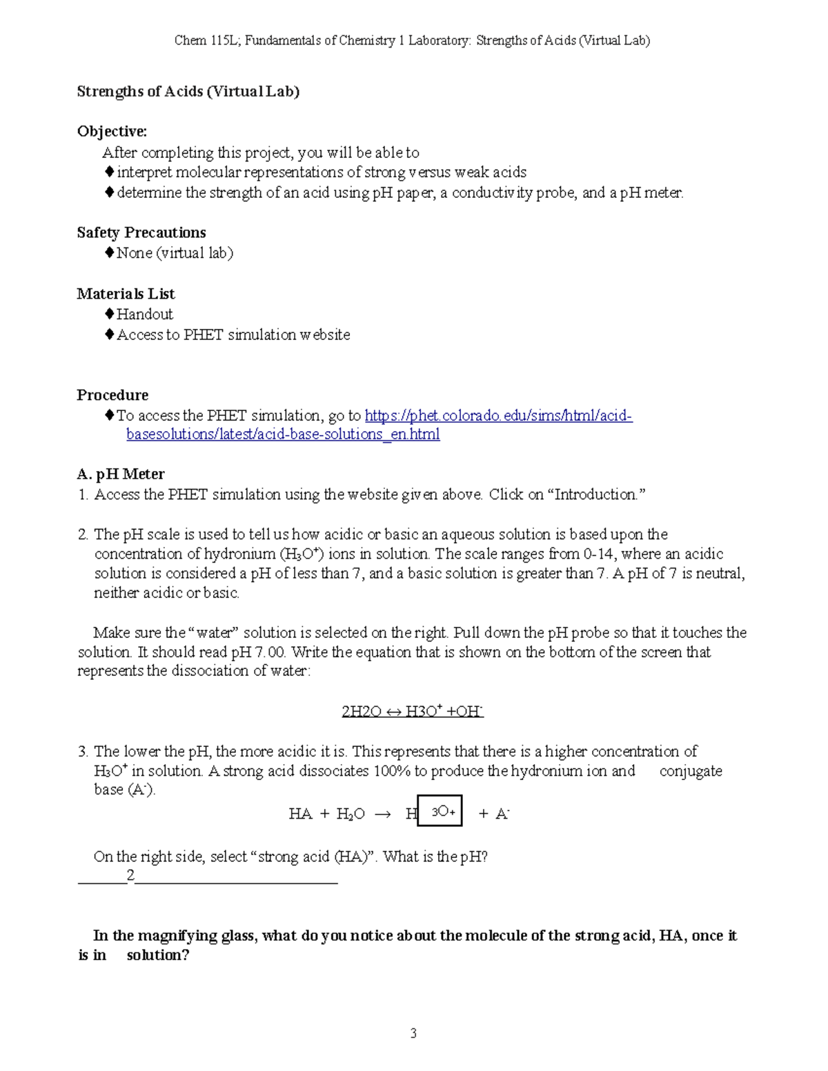 Strengths of Acids 1 - assignments - Strengths of Acids (Virtual Lab ...