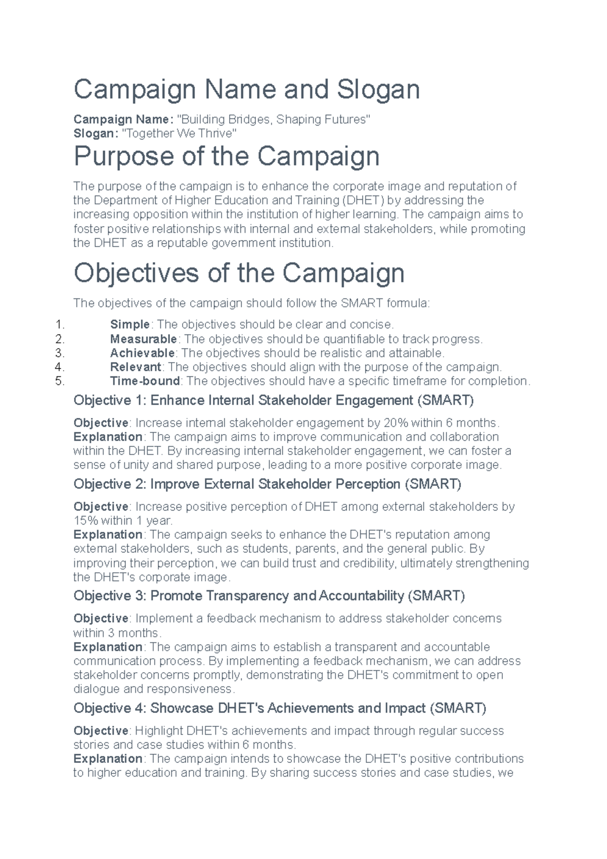 Campaign Name and Slogan - Campaign Name and Slogan Campaign Name ...