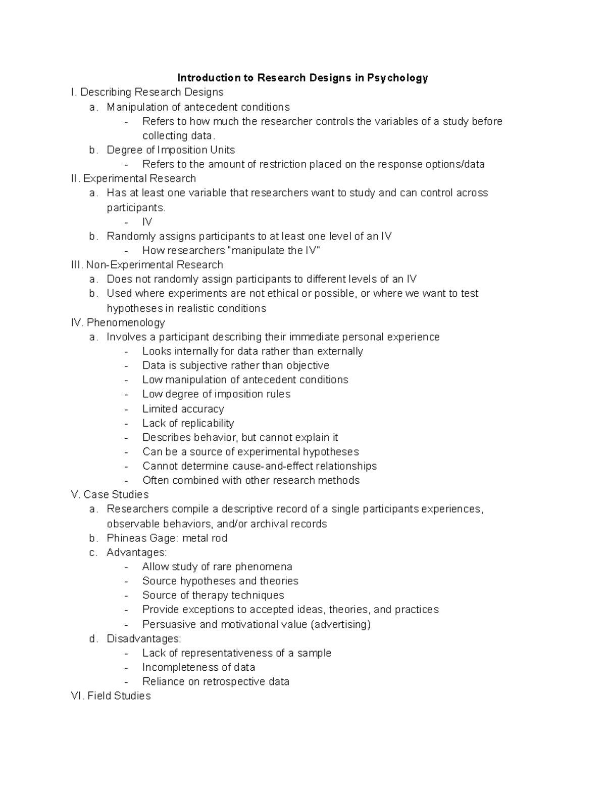 Research Designs in Psychology - Describing Research Designs a ...