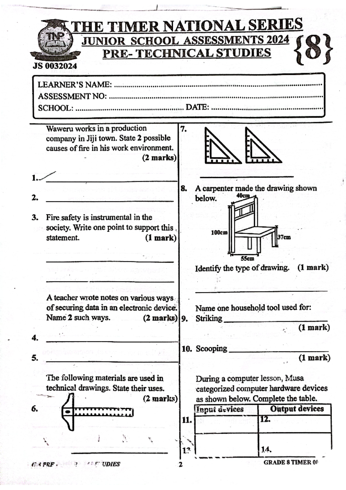 Pretechnical Studies - THE TIMER NATIONAL SERIES TNP JUNIOR SCHOOL ...