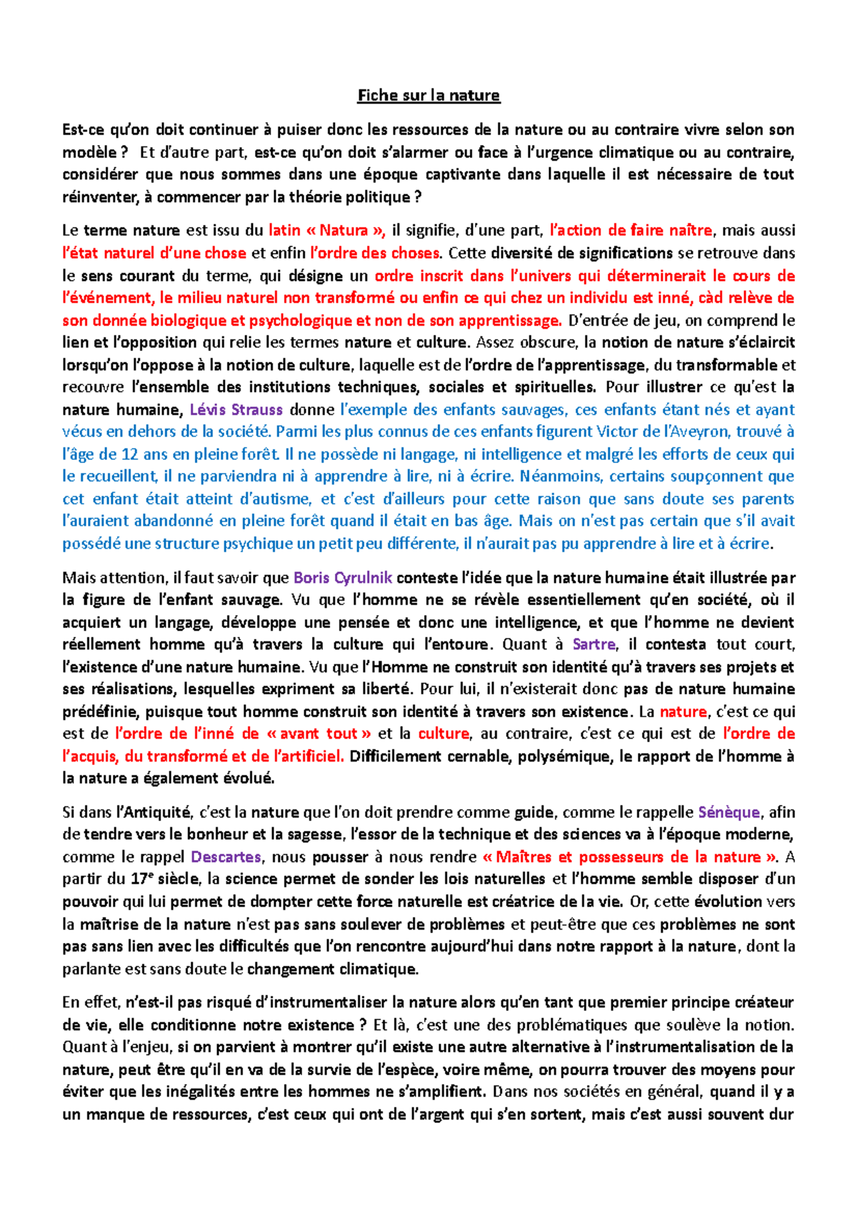 Fiche sur la nature - Fiche sur la nature Est-ce qu’on doit continuer à ...