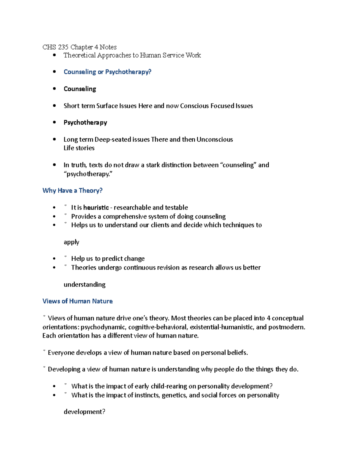 CHS 235 Chapter 4 Notes - CHS 235 Chapter 4 Notes Theoretical ...