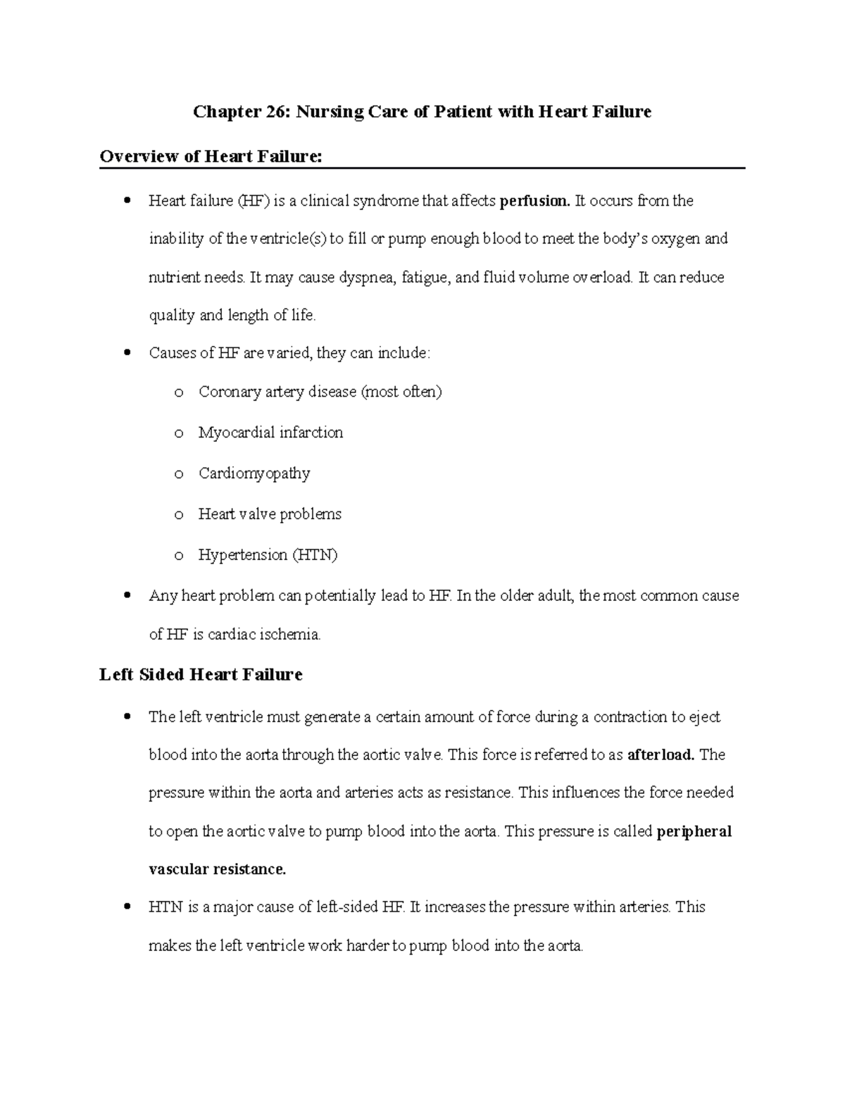 Chapter 26 - notes - Chapter 26: Nursing Care of Patient with Heart ...