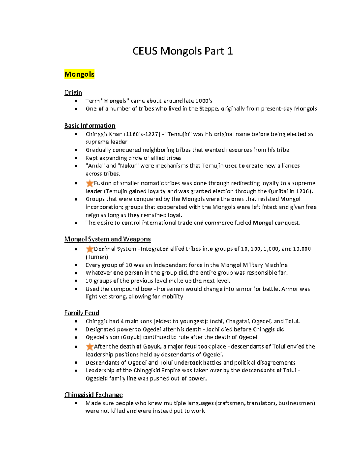 CEUS Mongols Part 1 - • Fusion of smaller nomadic tribes was done ...