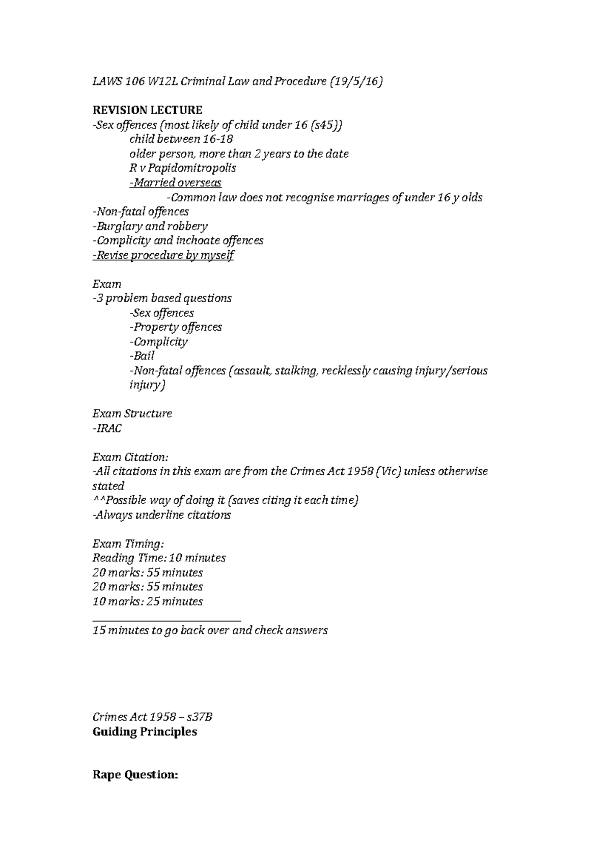 laws-106-w12l-revision-summary-criminal-law-and-procedure-laws-106