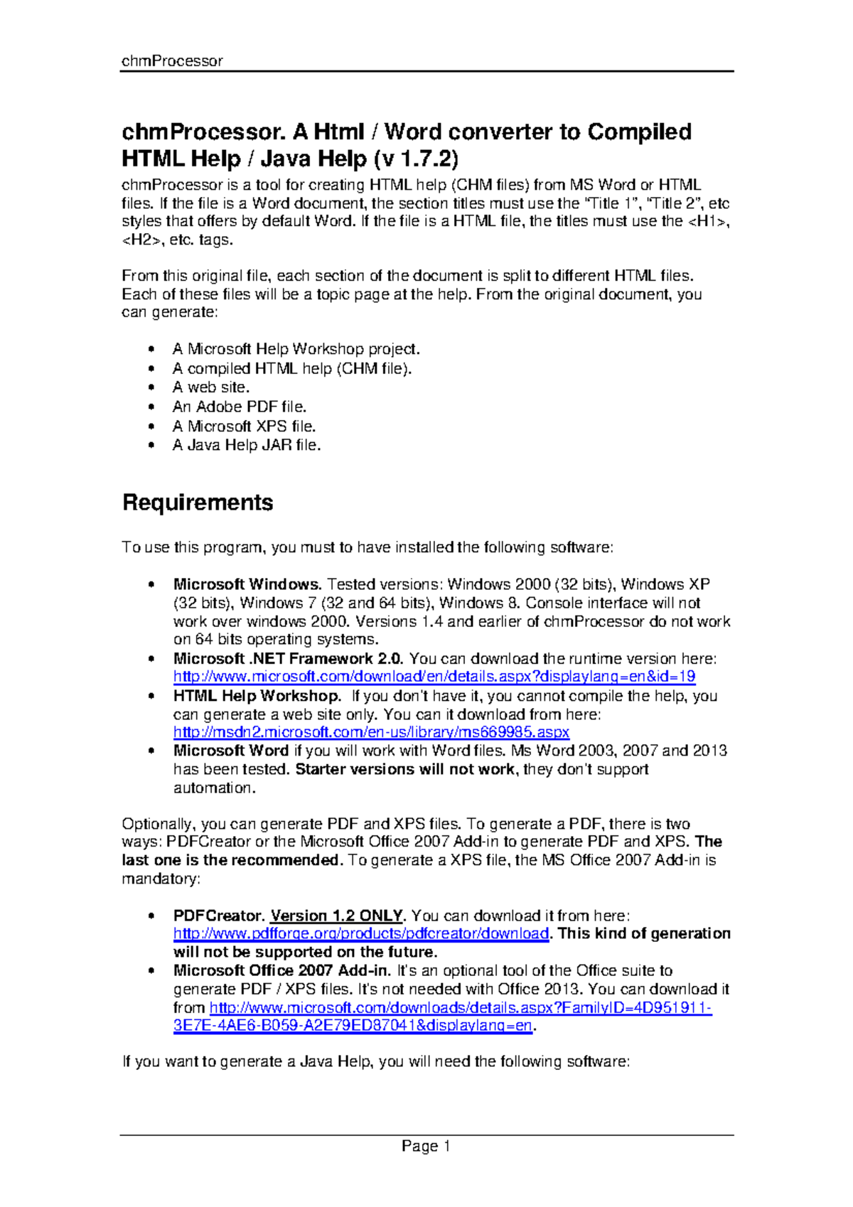 Chm Processor Documentation - chmProcessor. A Html / Word converter to Compiled HTML Help / Java ...