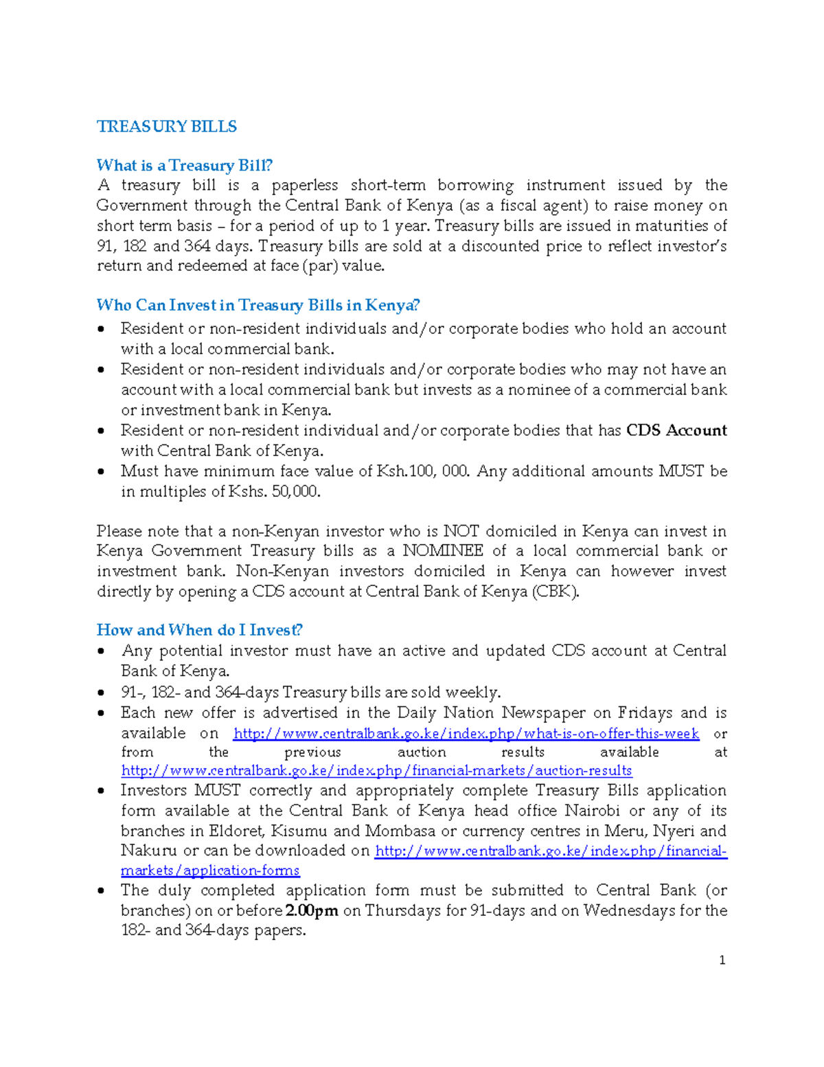 Frequently Asked Questions on Go K Securities - TREASURY BILLS What is ...