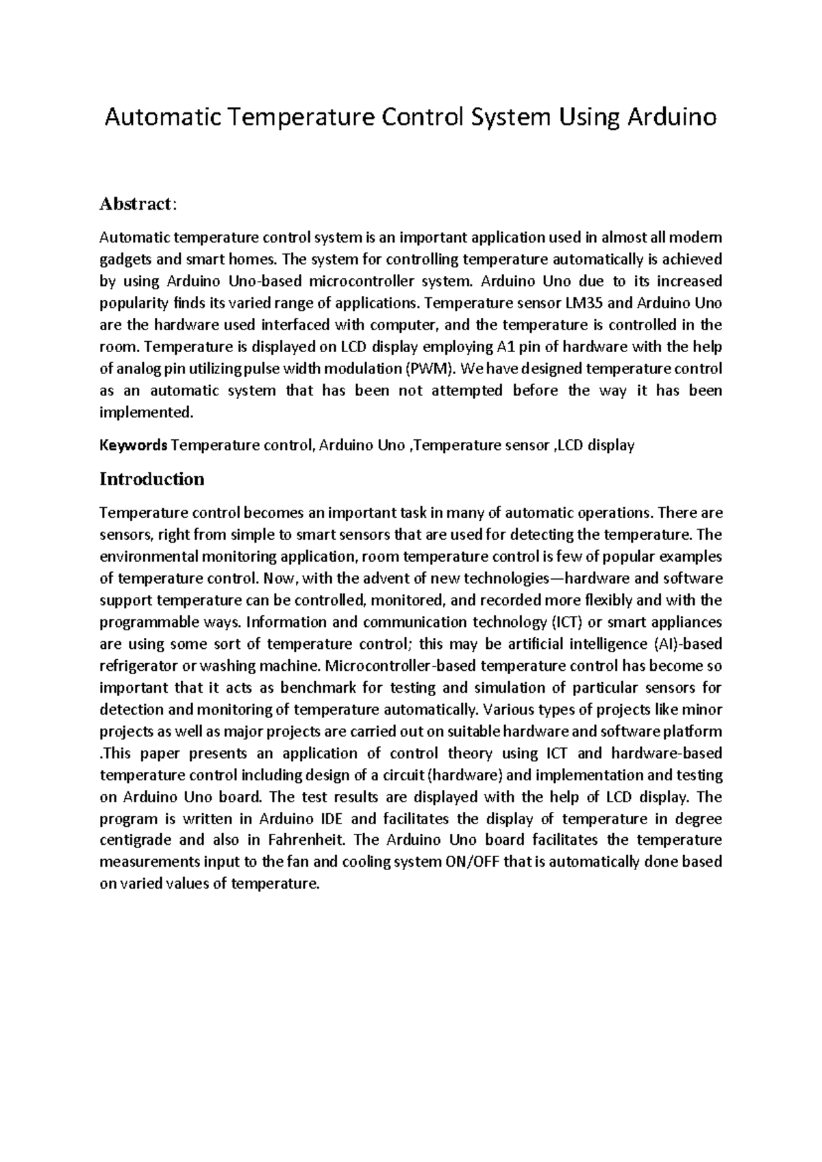 automatic temperature controller - Automatic Temperature Control System ...