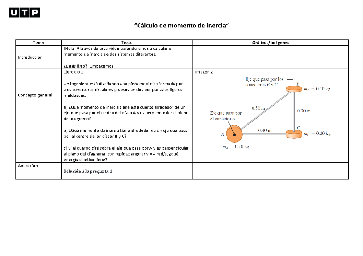 Ejercicio 1 Momento de inercia S14 - “Cálculo de momento de inercia ...