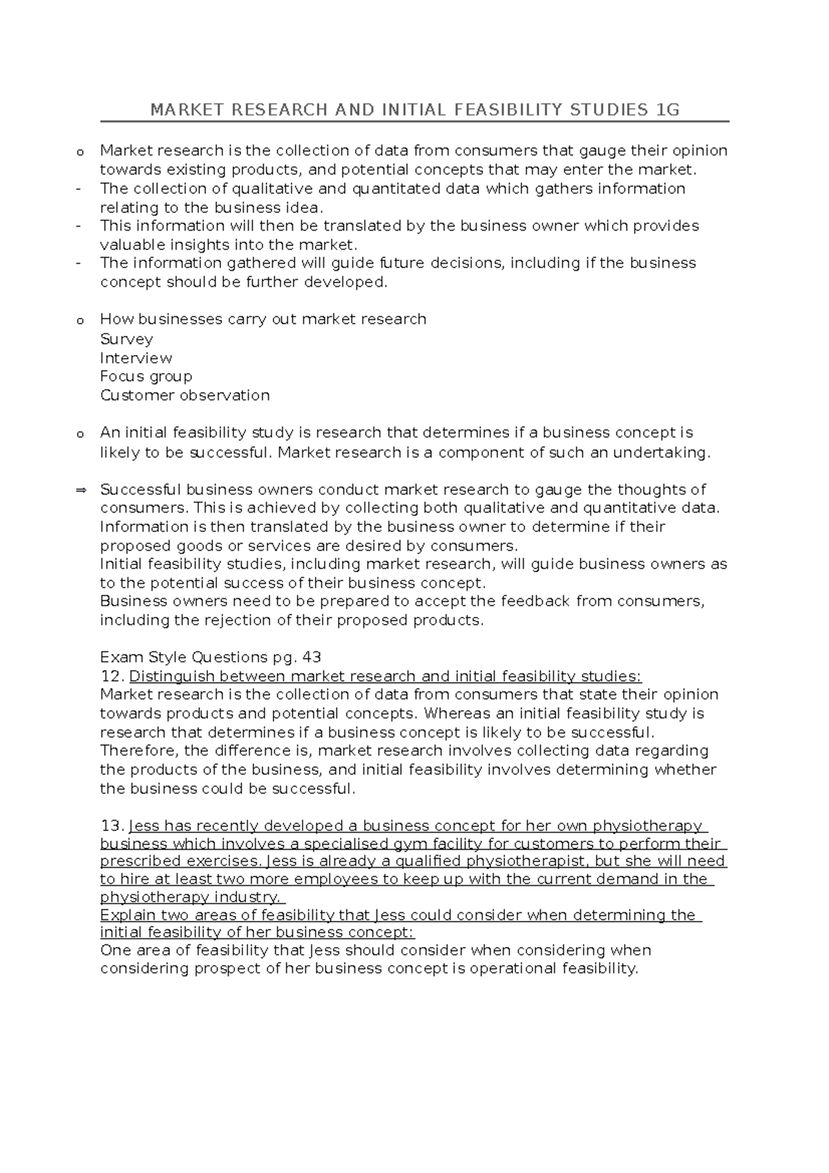 Business Management week 4 - Market research and initial feasibility ...