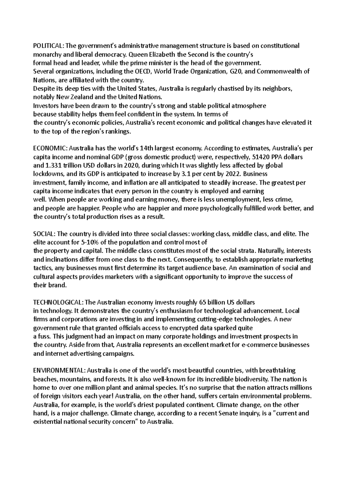 Pestel Analysis Australia - POLITICAL: The government's administrative ...