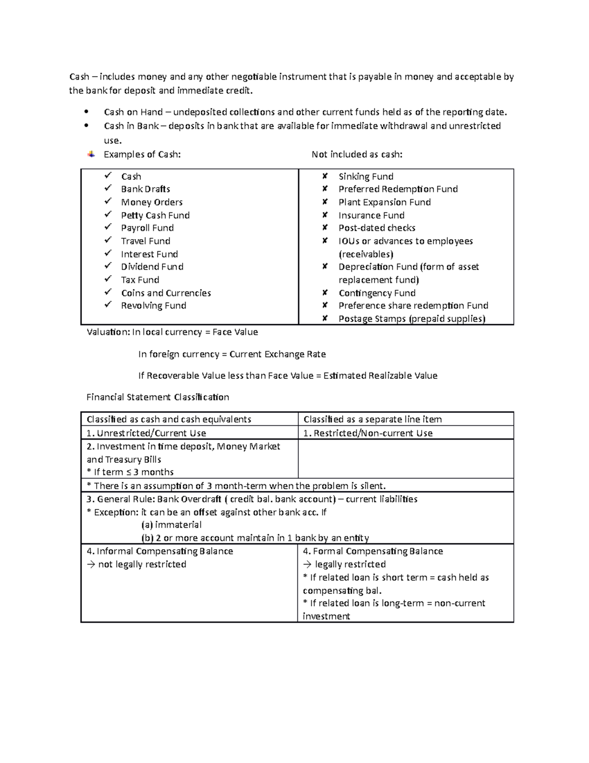 Cash - Happy studying - Cash – includes money and any other negotiable ...