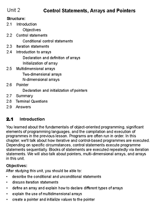 Object Oriented Programming - C++ vol 1 - Function and Structures - Unit 3 Structure: 3 ...