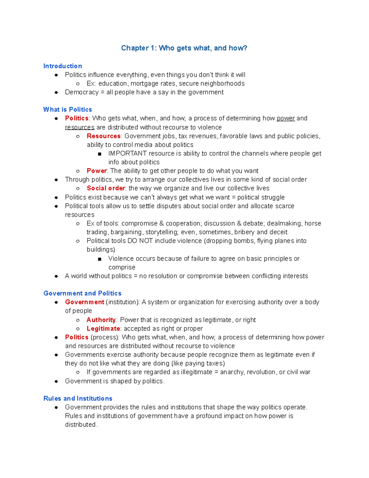 Chapter 1 Who gets what, and how - Rules and Institutions Government ...
