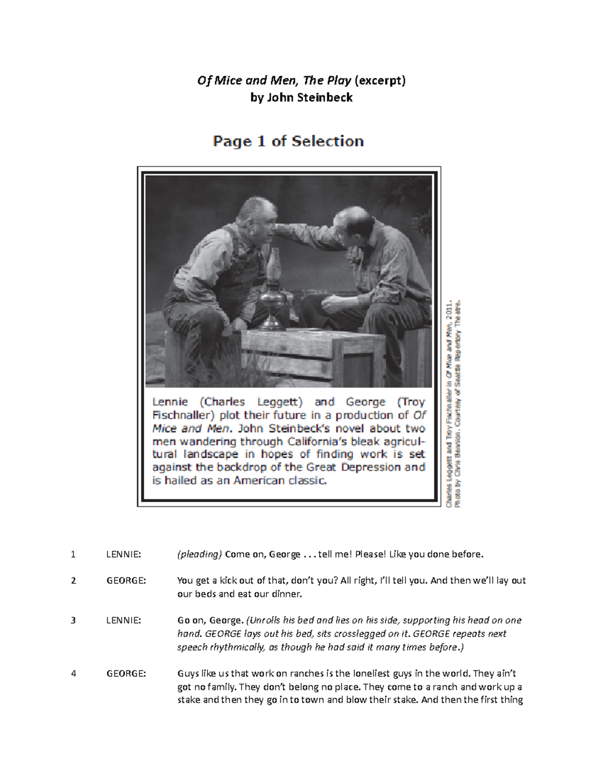 Copy of of mice and men play excerpt - Of Mice and Men, The Play ...