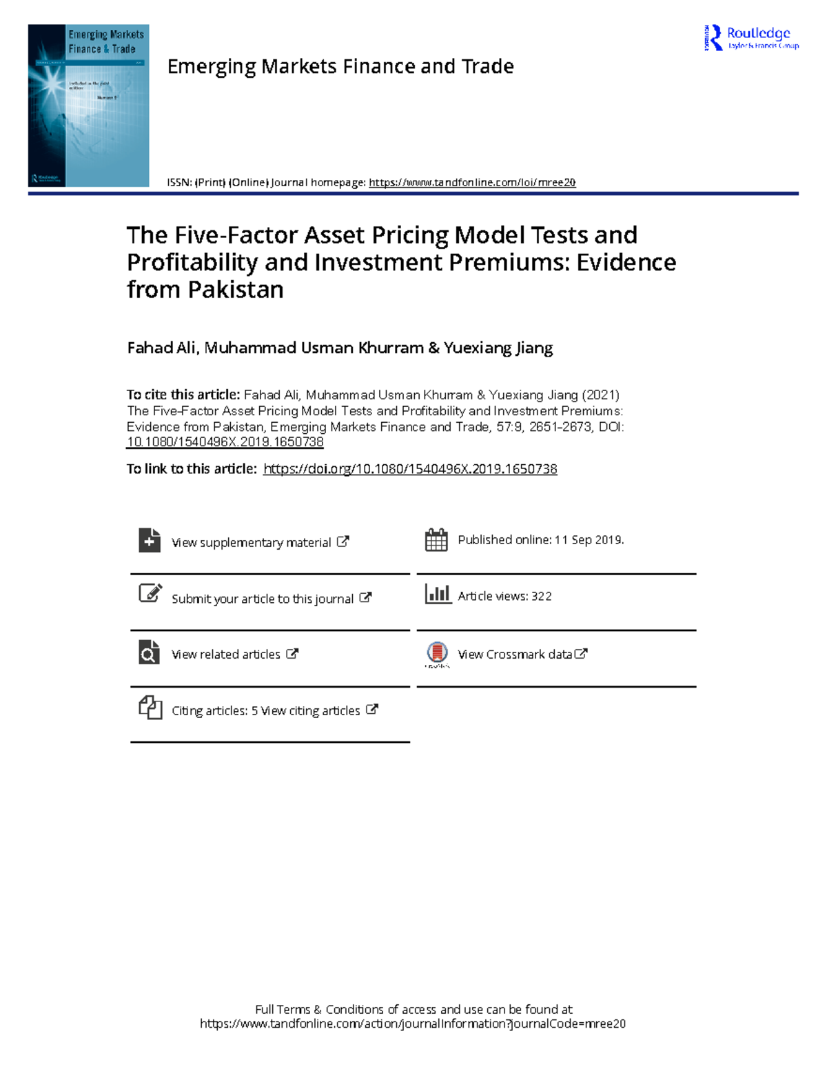 (2021) The Five Factor Asset Pricing Model Tests and Profitability and ...
