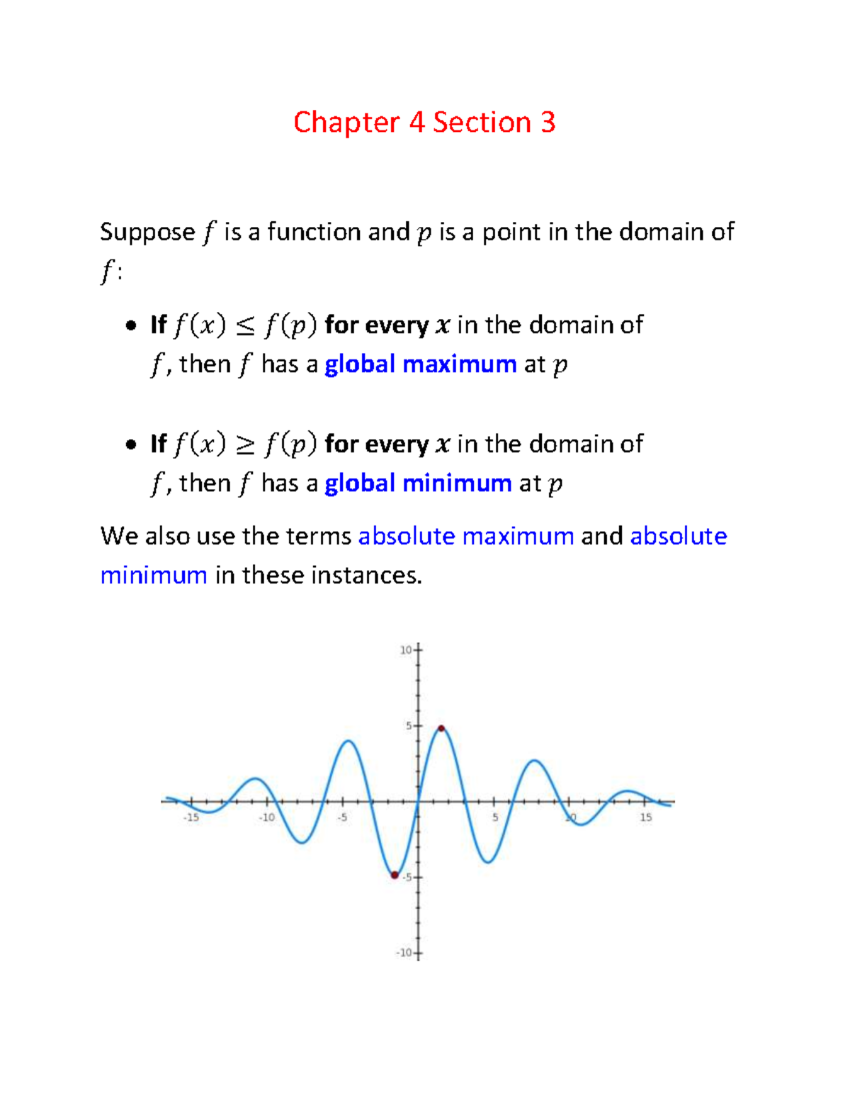 Calc Ch 4 Sec 3 - Chapter 4 Section 3 Suppose 𝑓 is a function and 𝑝 is a point in the domain of ...