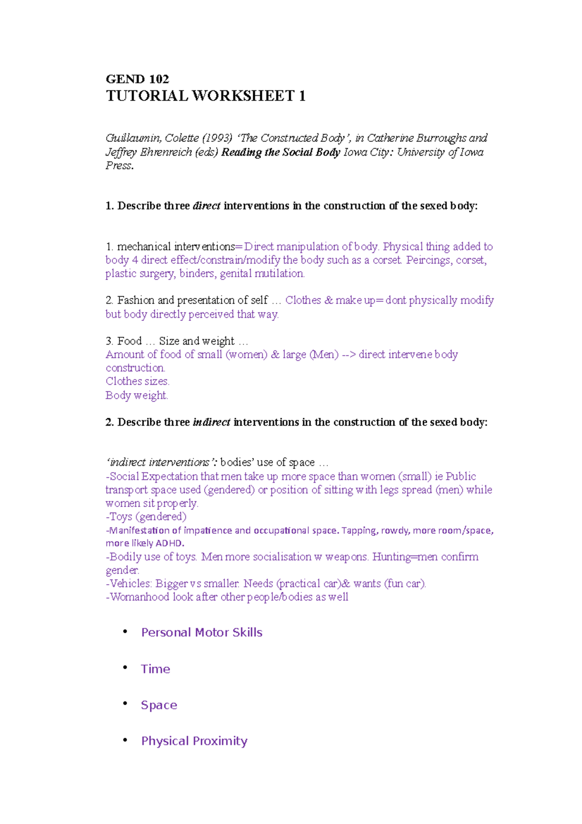 Tut 1 Guillamin Worksheet + some analysis questions - GEND 102 TUTORIAL ...