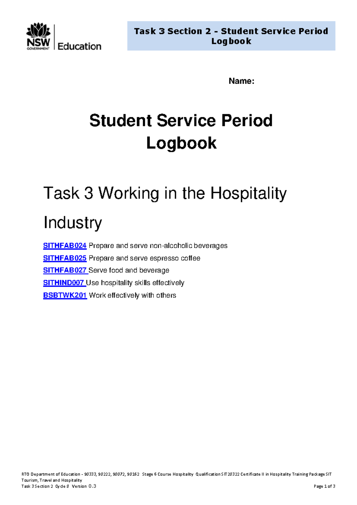 2023 Hosp EC Activity Task 3 S2C8 - Student Service Logbook - RTO ...