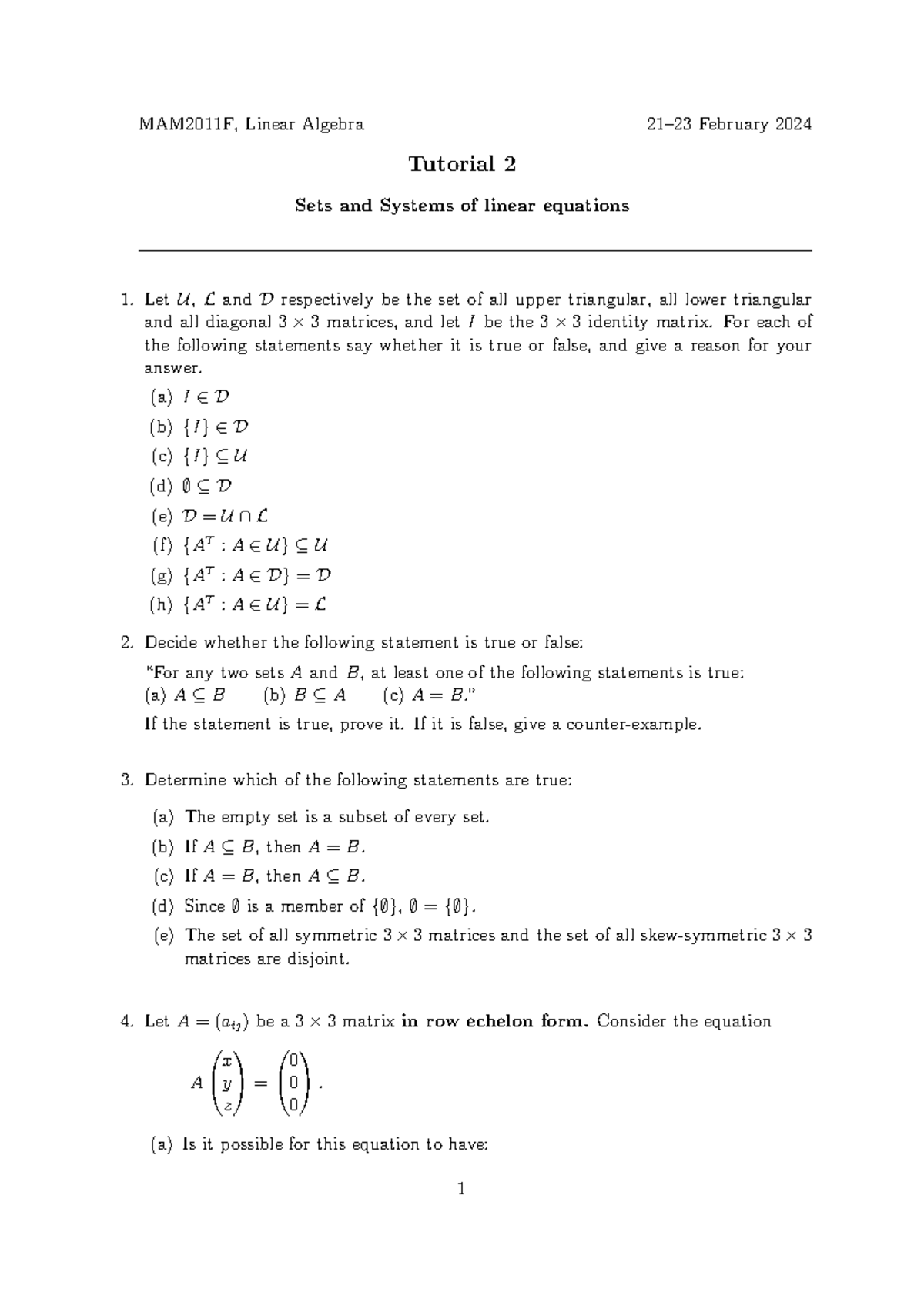 Tutorial 02 - MAM2011F, Linear Algebra 21–23 February 2024 Tutorial 2 ...