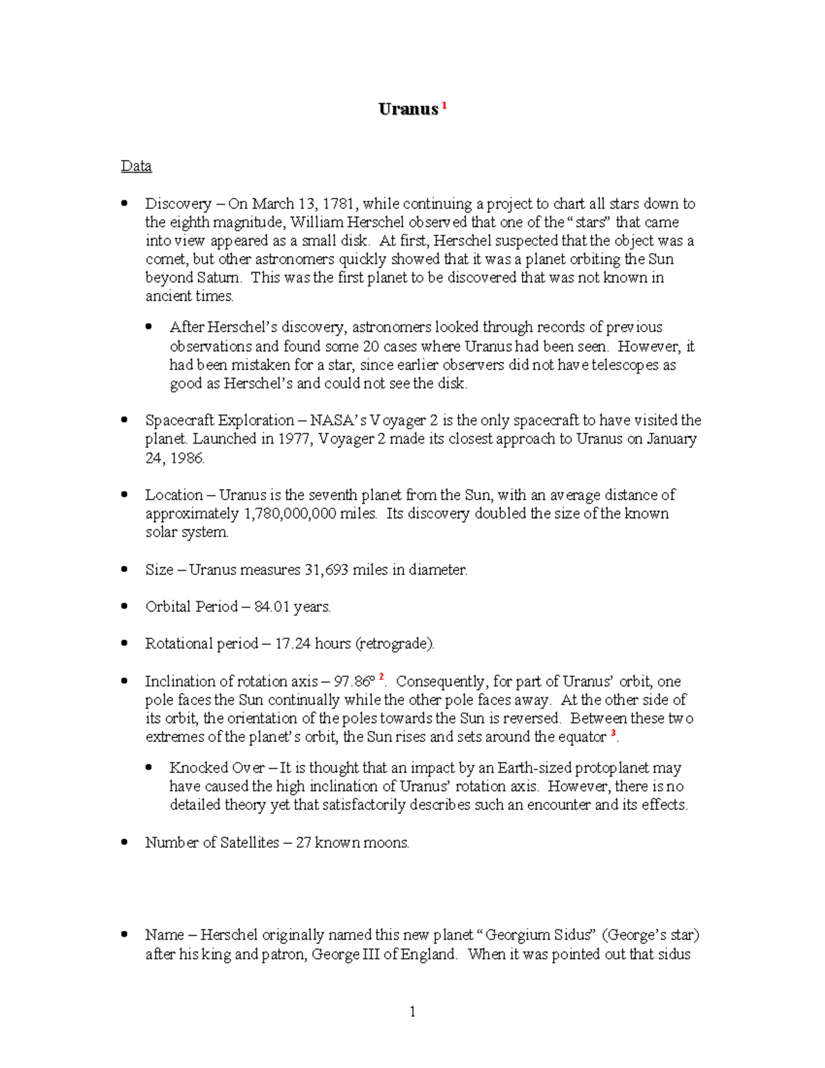 Lecture Notes(10) - UranusUranus 1 Data Discovery – On March 13, 1781 ...