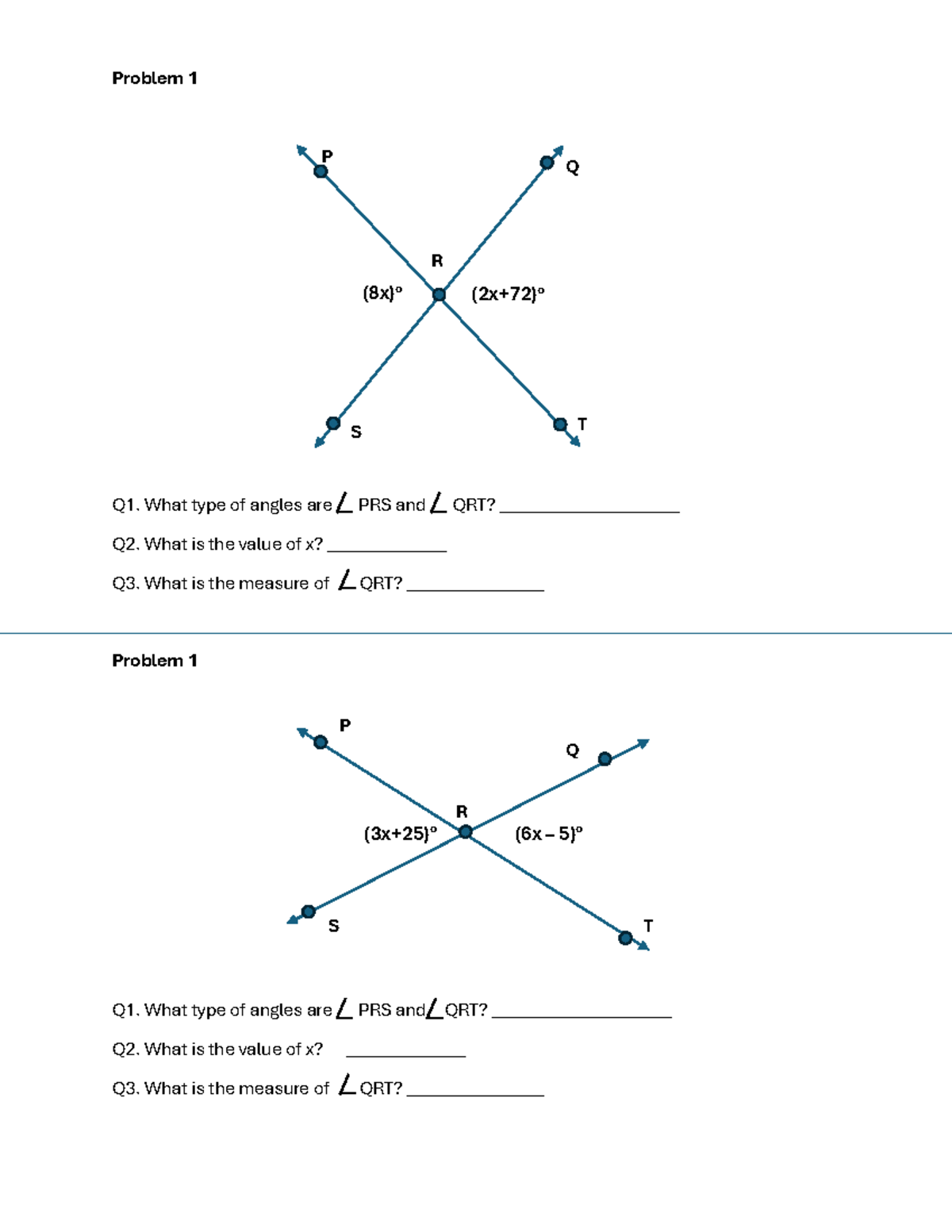 NLC Activity Sheet for camp like activities - P Q R S T (8x)o (2x+72)o ...