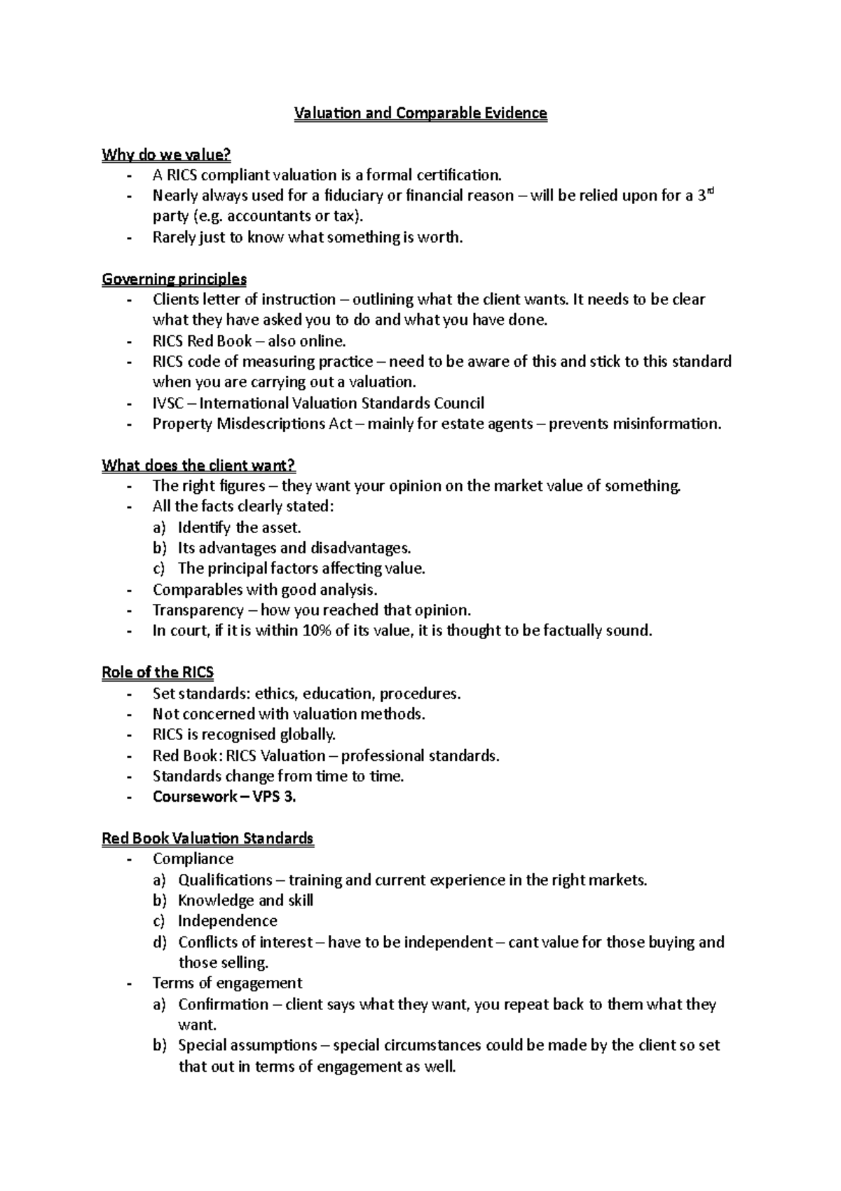 Valuation and Comparable Evidence - Nearly always used for a fiduciary ...