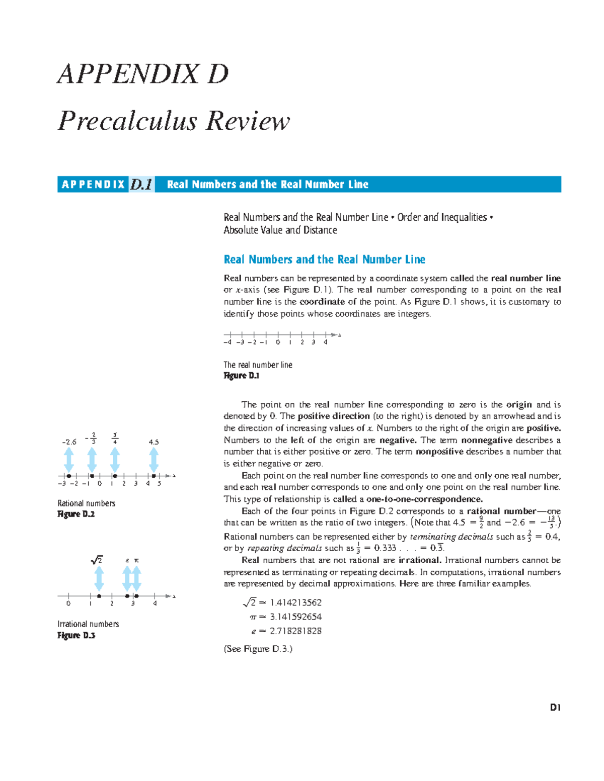 Appendixc 1 real numbers - APPENDIX D Precalculus Review D APPENDIX ...