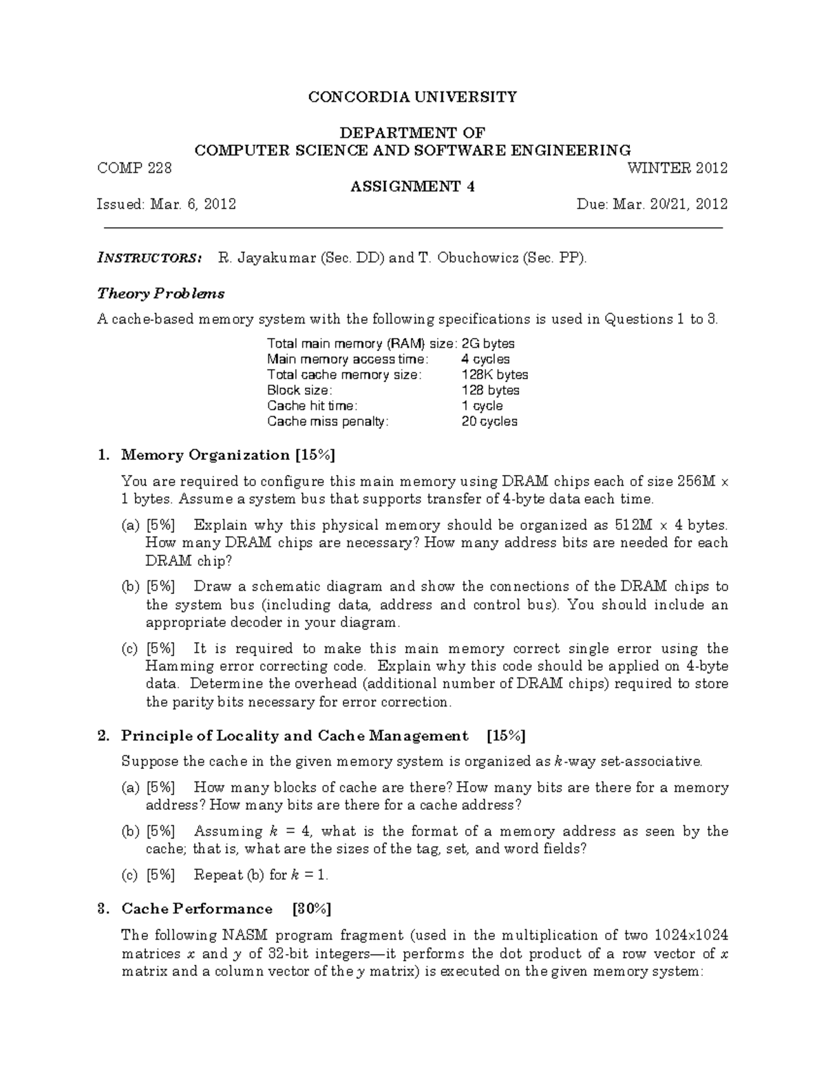 Assign 4 - good file - CONCORDIA UNIVERSITY DEPARTMENT OF COMPUTER SCIENCE AND SOFTWARE ...