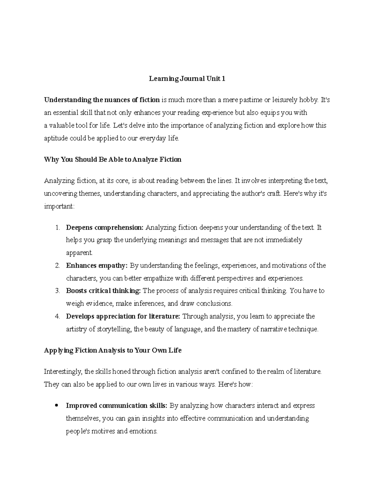 Learning Journal Unit 1 - It's an essential skill that not only ...