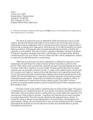 QHT1 Task 4 Business - Task 4 Course Code: QHT Student Name: Christine ...