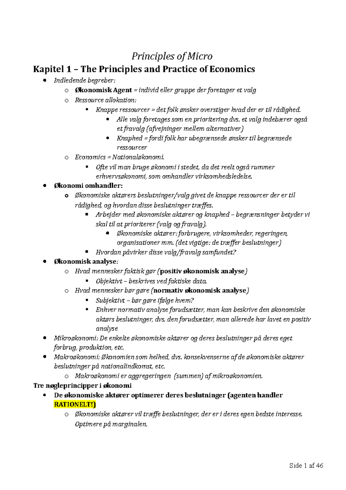 Mikro - Foredragsnotater 1-7 - Principles of Micro Kapitel 1 – The ...