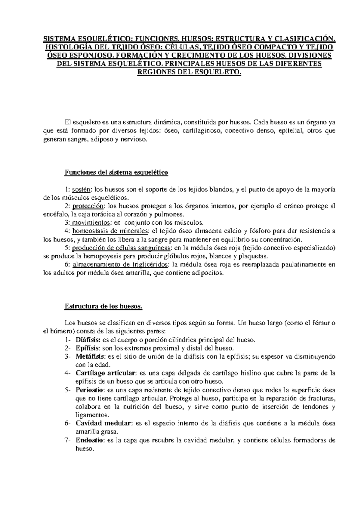 Sistema-Oseo - informe - SISTEMA ESQUELÉTICO: FUNCIONES. HUESOS ...