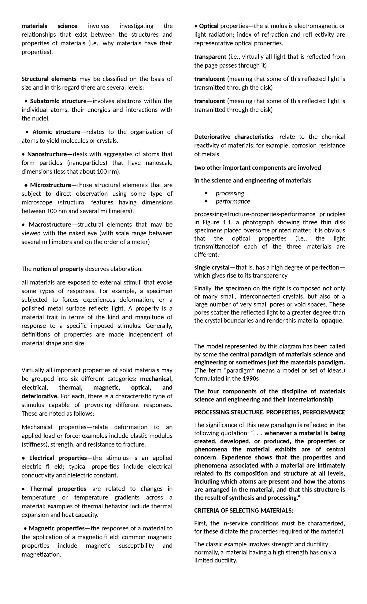 Mat-sci - Material Science - materials science involves investigating ...