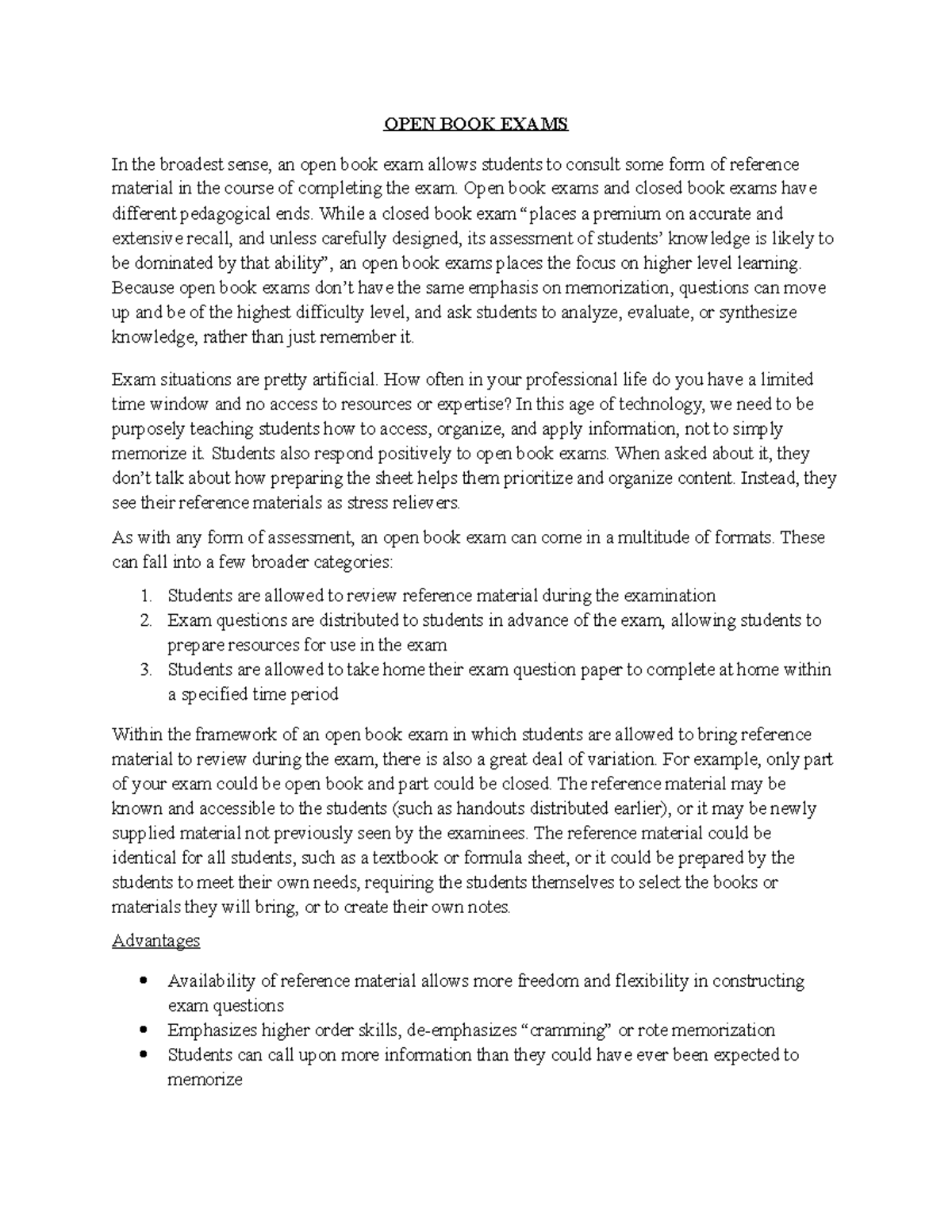 Education and Law - OPEN BOOK EXAMS In the broadest sense, an open book ...