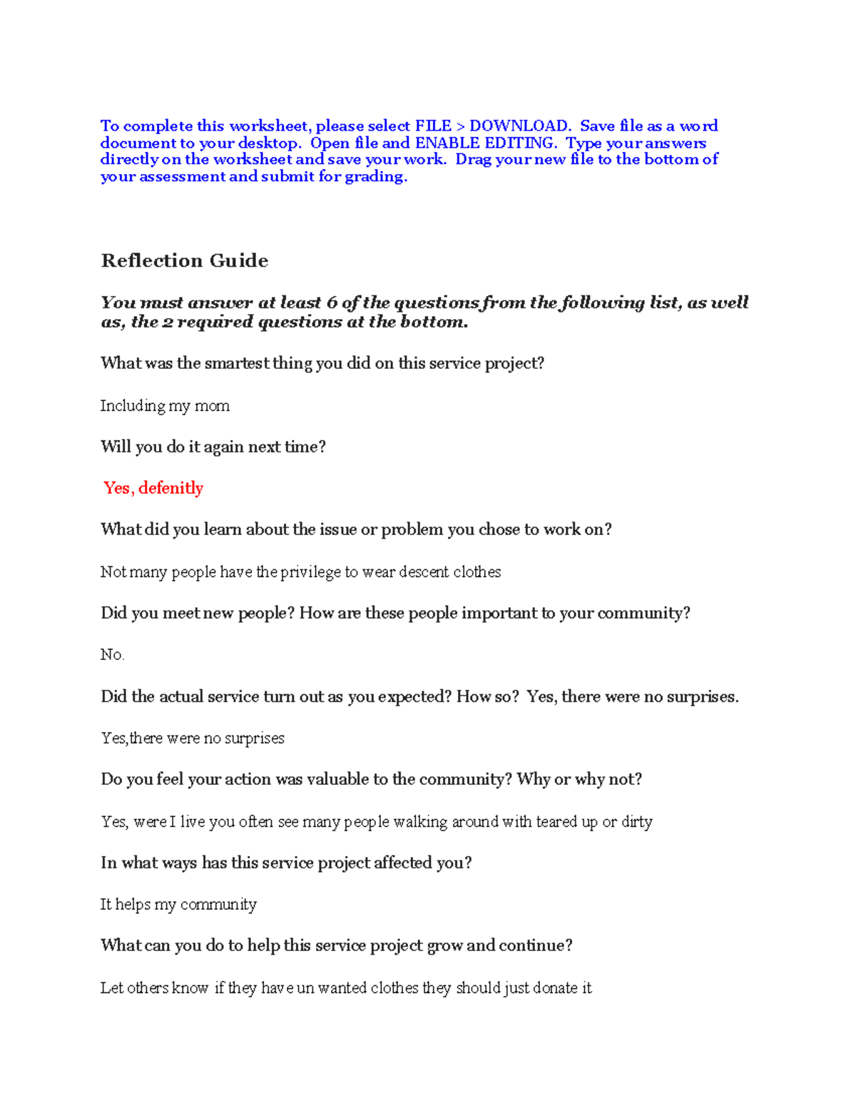 LS Reflection Guide for 6 - To complete this worksheet, please select ...