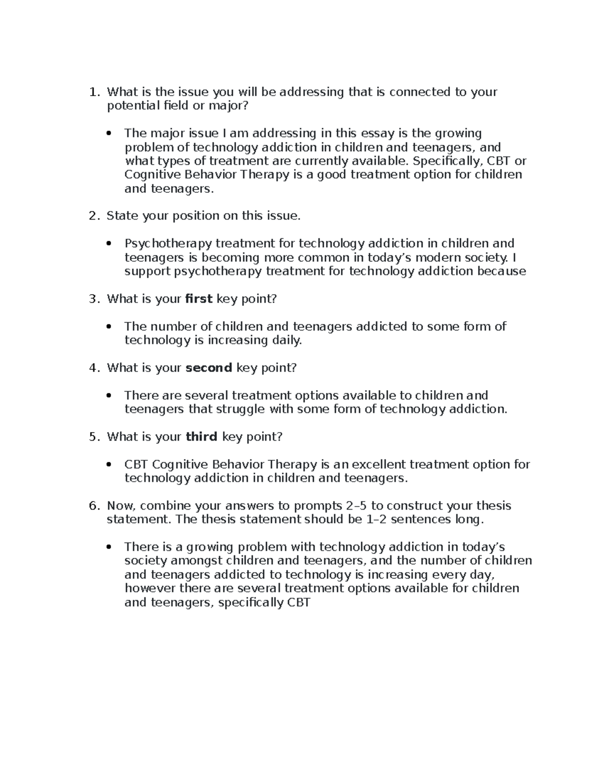 Activity Thesis Identification - What is the issue you will be ...