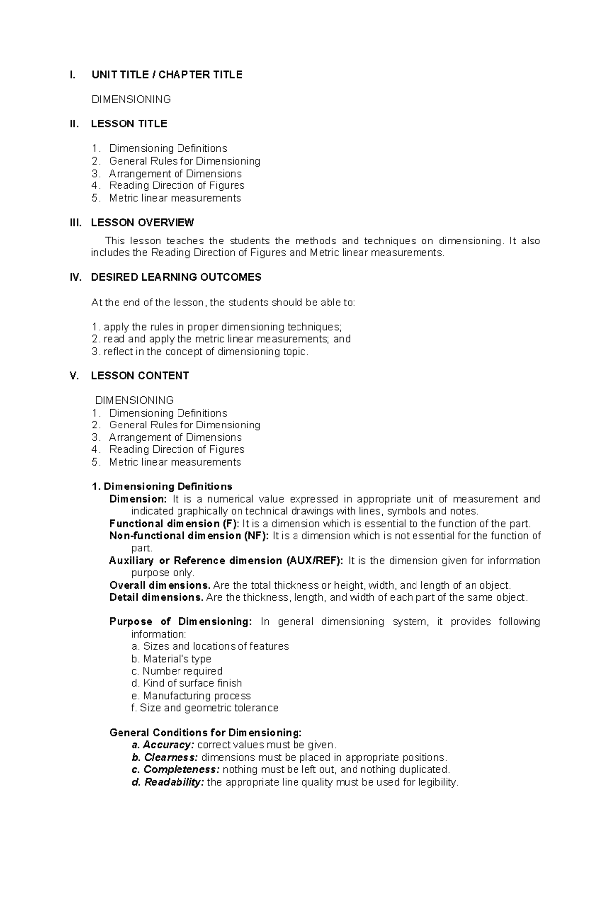 Drawing 2 Chapter 2 Module 2021 - I. UNIT TITLE / CHAPTER TITLE ...