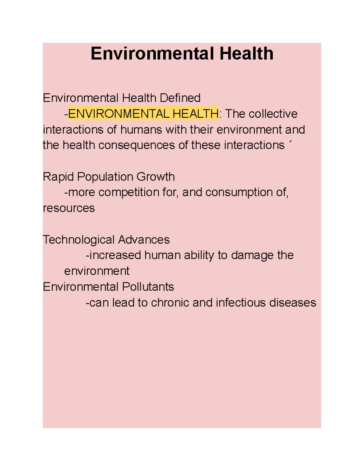 Enivormental Health 11 23 - Environmental Health Environmental Health ...