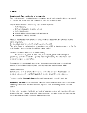 CHEM 232 final study guide - Chem 232 Final Study Guide Stuff to know ...